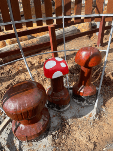 Jarrah Toadstool Seats | Whimsical Playground Seating WA | VRI